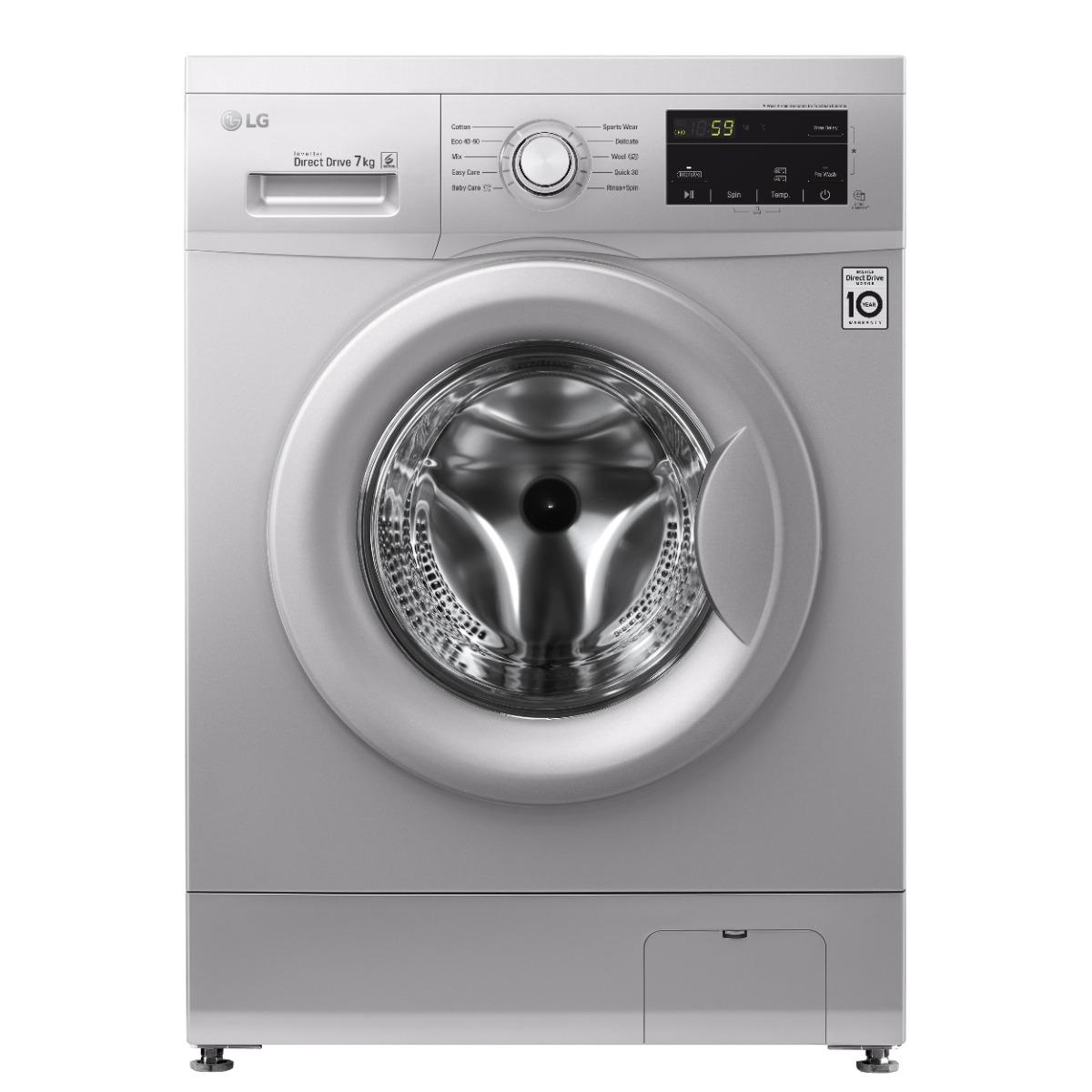 LG Front Load Automatic Washing Machine, 7 KG, Inveter Motor, Silver ...