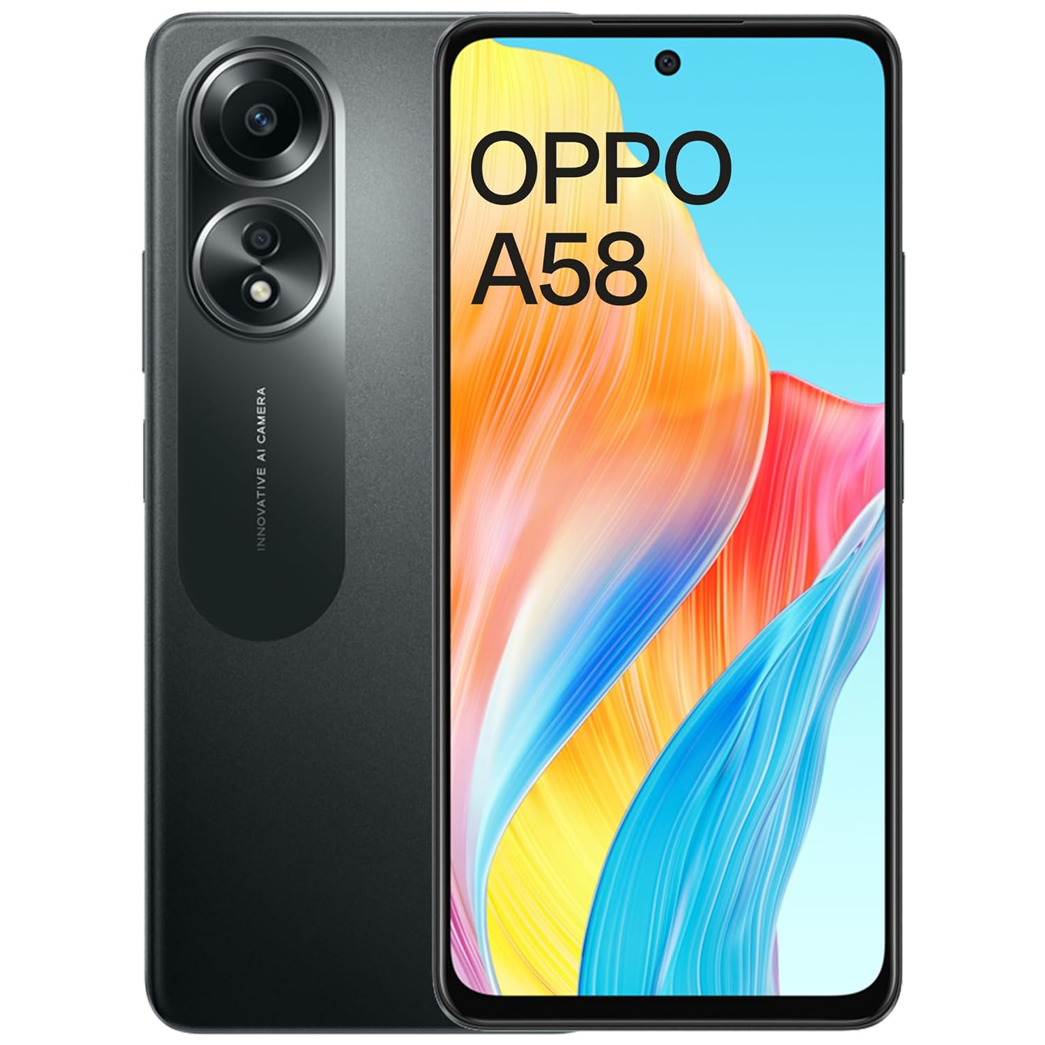 Oppo A58, 128GB, 6GB RAM, 4G LTE, Dual SIM - Glowing Black | B.TECH