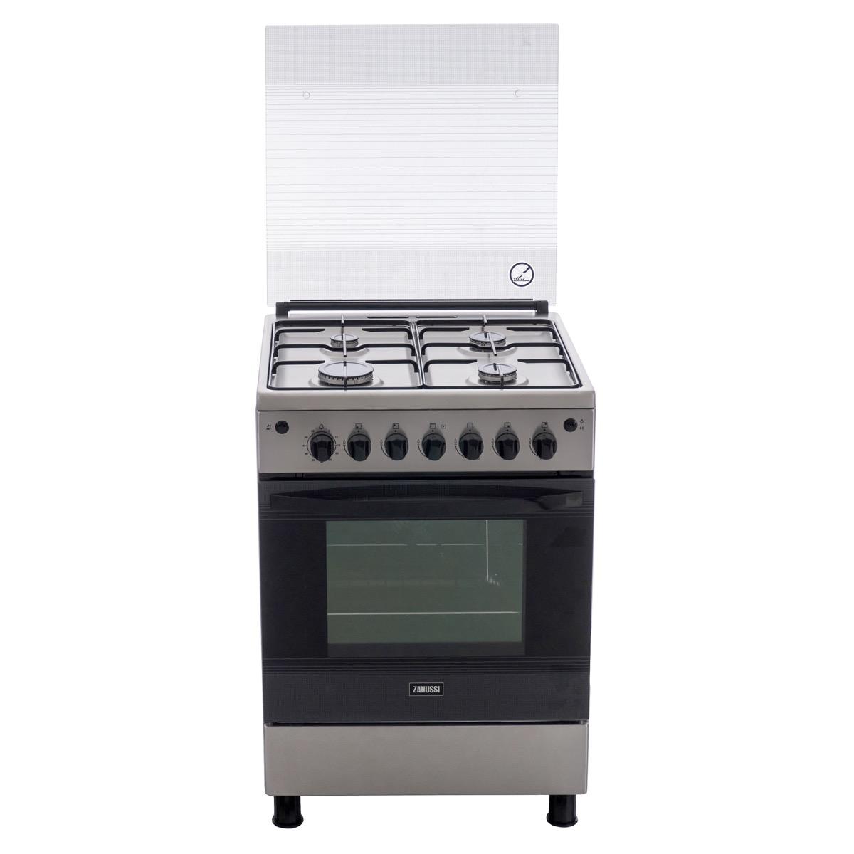Zanussi Freestanding Gas Cooker, 4 Burners, steel plus Silver ...